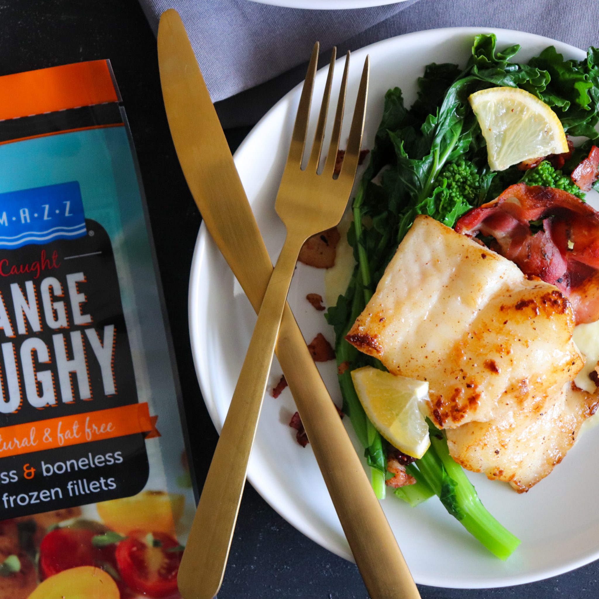 Creamy Garlic Roughy with Pancetta Broccoli Rabe - Mazzetta Company ...